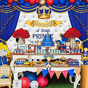 Royal Prince Baby Shower Decoration for Boys, Royal Blue Baby Shower Backdrop Photography Background for Boys Prince Baby Shower Birthday Party Supplies
