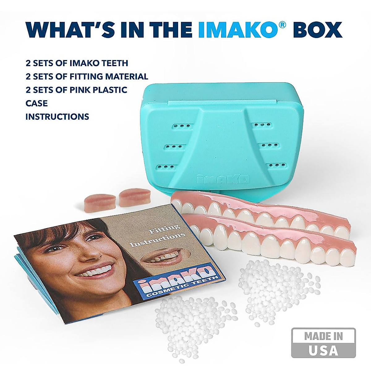 Imako Premium Cosmetic Uppers - 2 Pack - Small, Bleached White - DIY Smile Makeover - Made in USA