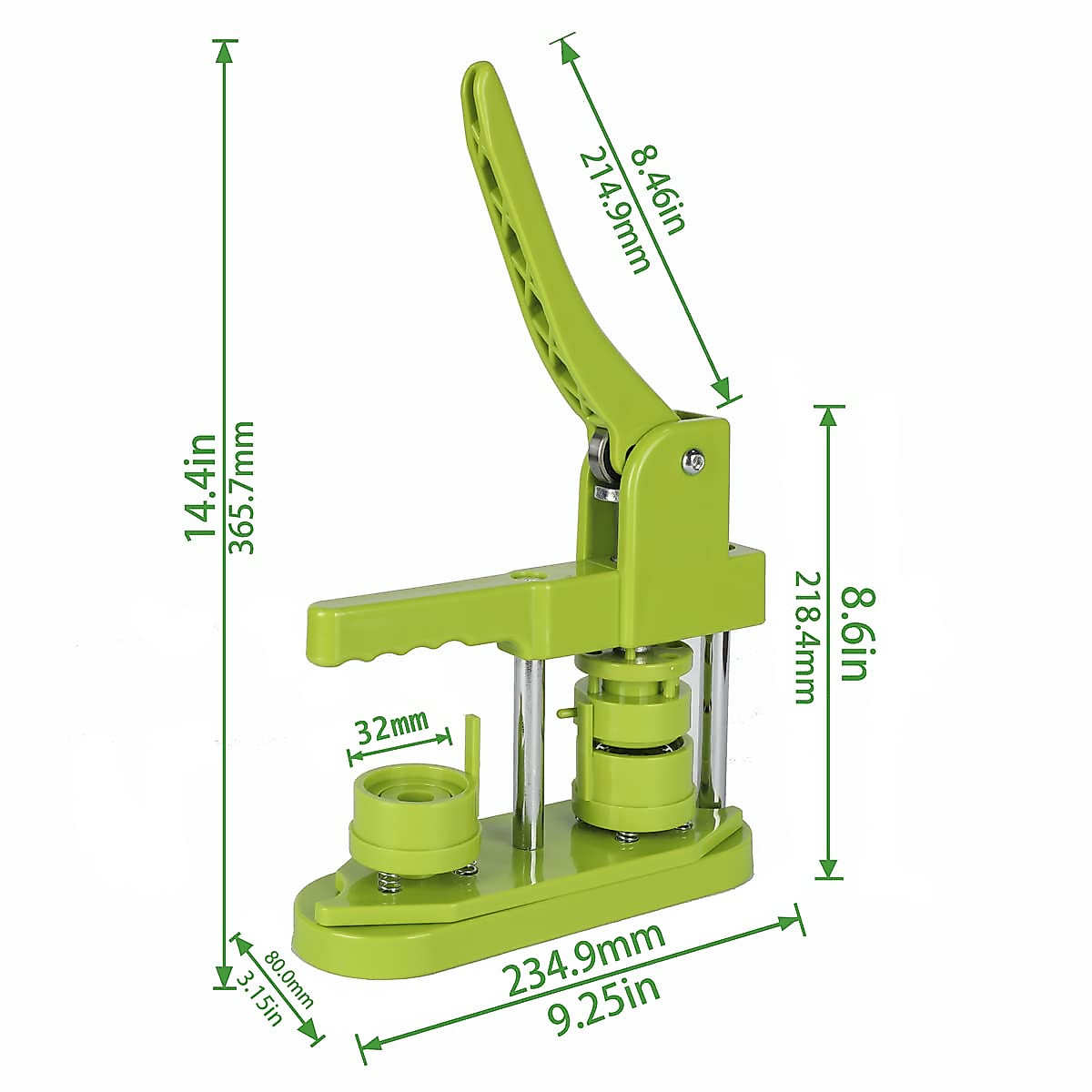 ZKGRAND Upgrade Version Button Maker Machine(Green) 32mm(1¼ in),DIY Pin Button Maker Press Machine Kit,Badge Punch Press Machine with Free 100pcs Button Parts&Pictures&Circle Cutter&Magic Book