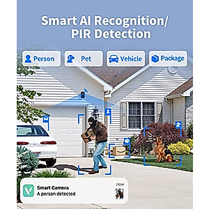 Outdoor Security Camera, Wireless Outdoor Camera with Color Night Vision, AI & PIR Motion Detection, Battery Powered Security Camera Wireless Outdoor, 1080P HD Security Camera, 2-Way Audio, SD/Cloud