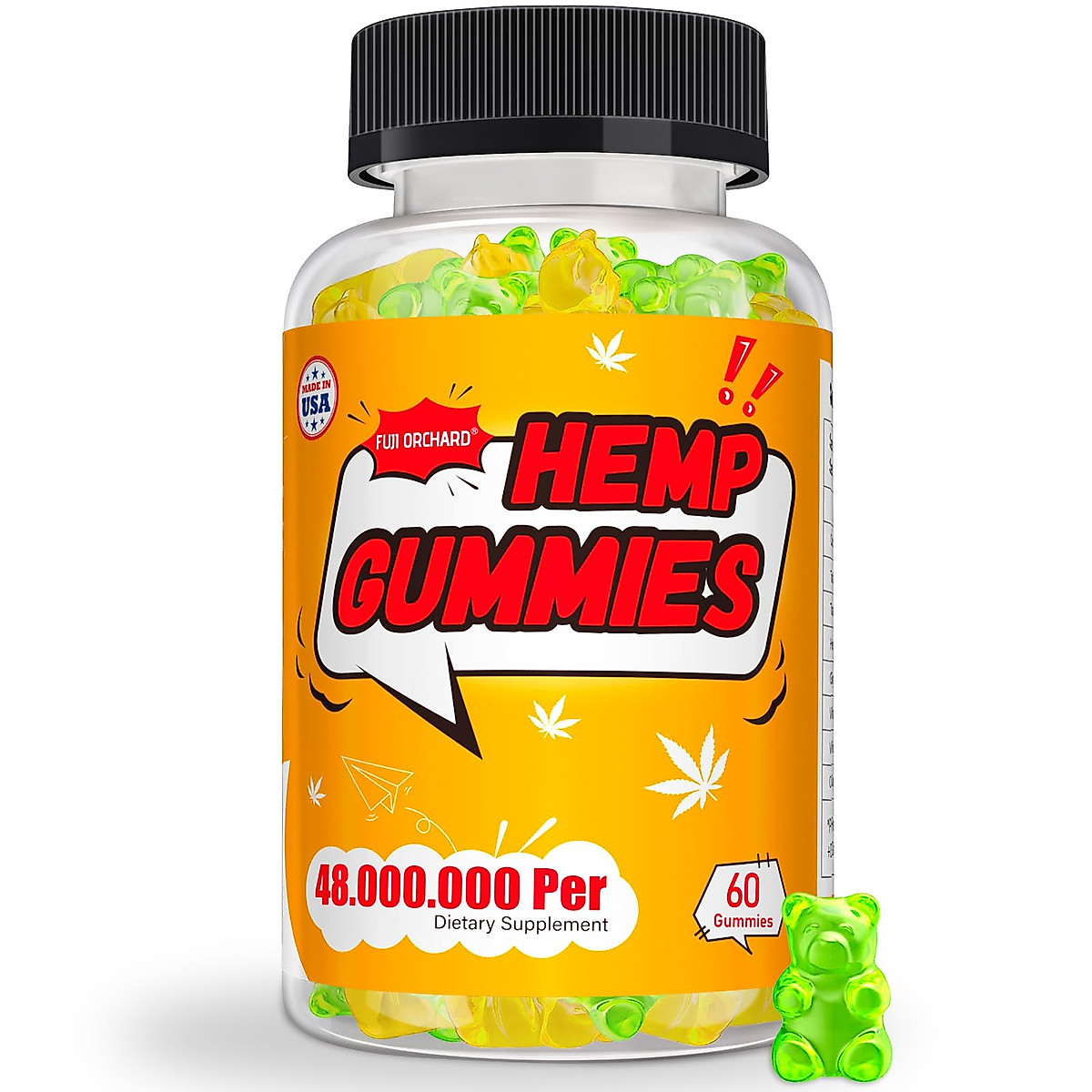 FUJI ORCHARD 48000mg Hemp Gummies High Potency - Hemp Gummies for Deep Bedtimes & Relaxation - Natural Hemp Oil Gummy for Adults - Made in USA - Gluten Free & Vegan - 60 Count
