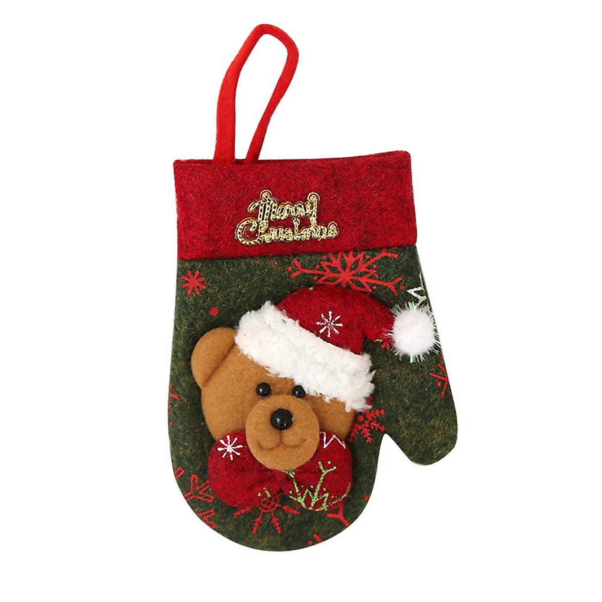 DOITOOL 4 Pcs Christmas Cutlery Bags Mini Christmas Stockings Gloves Bear Tableware Cover Xmas Silverware Holders Christmas Table Decoration