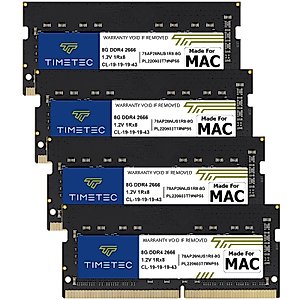 Timetec 32GB KIT(4x8GB) Compatible for Apple DDR4 2666MHz for Mid 2020 iMac (20,1/20,2) / Mid 2019 iMac (19,1) 27-inch w/Retina 5K Display PC4-21333 / PC4-21300 CL19 SODIMM Memory MAC RAM Upgrade