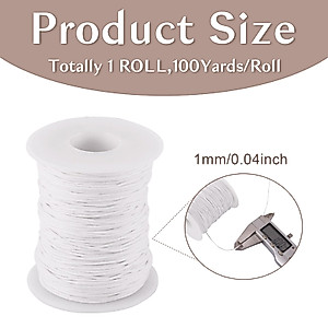 Craftdady 100 Yards 1mm White Waxed Cotton Thread Cord Macrame Bracelet Necklace Jewelry Making Beading String