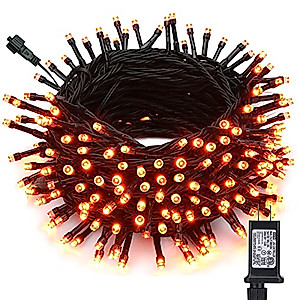 Toodour Orange Halloween Lights, 82ft 200 LED Plug in Orange String Lights with 8 Modes, Timer, Low Voltage, Indoor and Outdoor Fairy Lights for Home, Garden, Party, Halloween Decoration