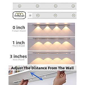 GARTO Silver Under Cabinet Light 2 Packs,23.62 inch Slim LED Motion Sensored Light,4 Beads USB Rechargeable Under Counter Lights for Kitchen Shelf Wardrobe Closet