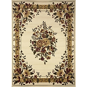 Home Dynamix Optimum Caspian Area Rug, 5'2" x7'2, Traditional Medallion Floral, Ivory/Burgundy/Yellow