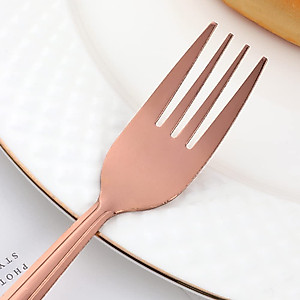 TUPMFG Salad Forks Set of 12, 6.2 Inch Stainless Steel Dessert Forks, Silverware Flatware Forks, Appetizer Forks with Clean Lines Handle for Tastings Cake Fruit, Dishwasher Safe- Rose Gold