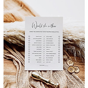 GardenCity Bridal Shower Games, Would She Rather Bridal Shower Game For 50 Guests, 50 Cards - Minimalist (Would She Rather)