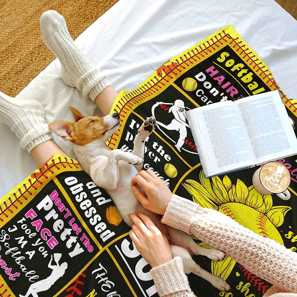 Wotail Softball Gifts for Girls, Softball Gifts, Softball Stuff, Softball Blanket, Softball Coach Gifts, Birthday Gift Idea Blanket, Softball Gifts 60"x 50"