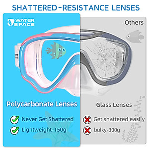 Water Space Kids Swimming Goggles Swim Googles for Kids Toddler Girls Boys Youth 6-14 3-6 4-7, Swimming Goggles with Nose Cover Anti Fog 180°Clear Snorkel Mask No Leaking Pool Underwater Swim Goggles