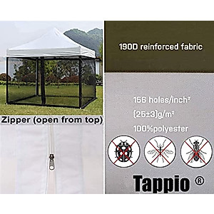 Tappio Mosquito Net with Zipper for Outdoor Camping Mosquito Net DIY Canopy Screen Wall Outdoor Mosquito Net for 10 x 10' Patio Gazebo and Tent (Only Mosquito Net Outdoor Tent Not Including)