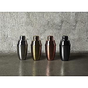 Viski Gunmetal Heavyweight Cocktail Shaker, Stainless Steel Drink Mixer, with Bar Strainer, Professional Shaker for Martini and Margarita, Gunmetal Polished Finish, 16.5 oz