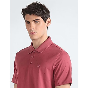 Calvin Klein Men's Smooth Cotton Mini Dash Crewneck Polo Shirt