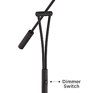 360 Lighting Arnie Traditional Industrial Pharmacy Light Floor Lamp Standing LED 62" Tall Sleek Black Metal Chrome Adjustable Arm Round Shade Decor for Living Room Reading House Bedroom