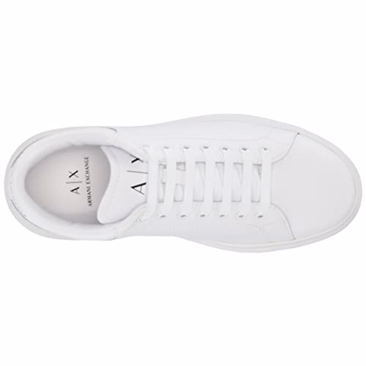 A|X Armani Exchange Men's Thick Sole Leather Sneakers, Optical White, 8