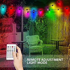 Amposei 32.8Ft 50 LEDs Strawberry Christmas String Lights Outdoor Bluetooth Fairy Lights Waterproof Music Sync Twinkle Lights with Phone APP Remote Control, Color Changing Rope Light for Party Garden