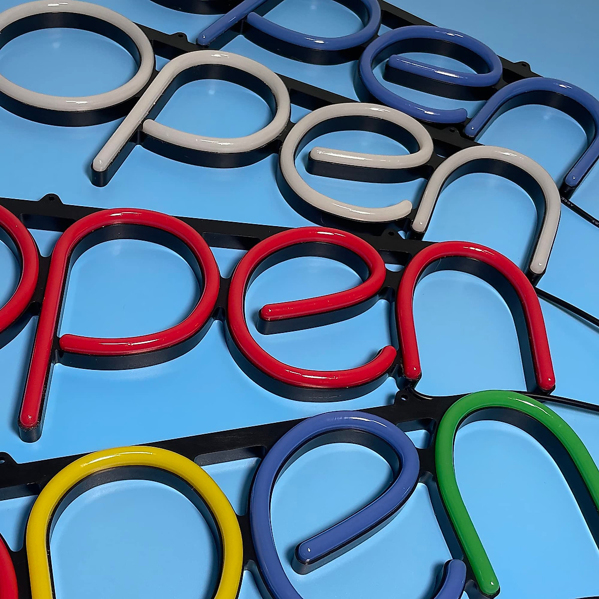 SOEUCOF LED OPEN Neon Sign for Business With ON/OFF Switch 5V USB Power Supply 16Inch Color