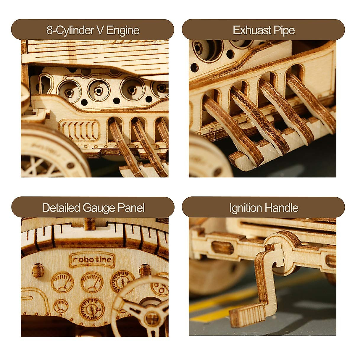 ROKR 3D Wooden Puzzle for Adults-Mechanical Car Model Kits-Brain Teaser Puzzles-Vehicle Building Kits-Unique Gift for Kids on Birthday/Christmas Day(1:16 Scale)(MC401-Grand Prix Car)