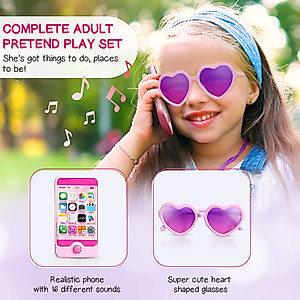 Pretend Play Makeup Kit for Little Girls with Unicorn Purse : Fake (Not Real) Make up Toy Set for Toddler and Kids - Includes Phone with Sounds, Princess Birthday Gift Set for Ages 3 4 5 6 7 8 Years