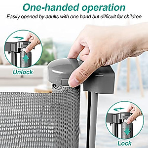 Retractable Baby Gate 65" Dog Gate Mesh Safety Pet Gate Indoor Outdoor Child Safety Baby Gates for Stairs, Doorways, Hallways