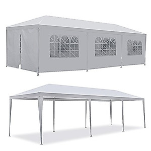 F2C 10 x30 Outdoor Gazebo White Canopy with sidewalls Party Wedding Tent Cater Events Pavilion Beach BBQ Event(10'X30')