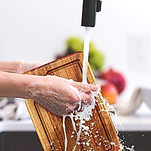 KARRYOUNG Acacia Wood Cutting Board with Juice Drip Groove,Set of 3