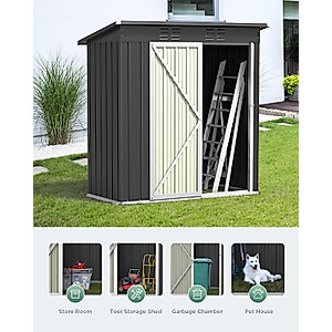 Bealife 5' x 3' Outdoor Storage Shed Clearance, Metal Outdoor Storage Cabinet with Single Lockable Door, Waterproof Tool Shed, Backyard Shed for Garden, Patio and Lawn(Grey)
