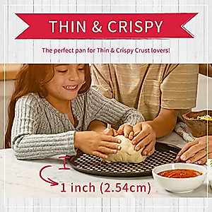 Maxi Small Pizza Pan w/Holes, Non-Stick, Scratch Resistant, Pizza Pan Set of 2, Made with Steel & Aluminum for Crispy Crust, Round Pizza Pan for Oven,13 Inch Baking Steel Pizza Pan Tray