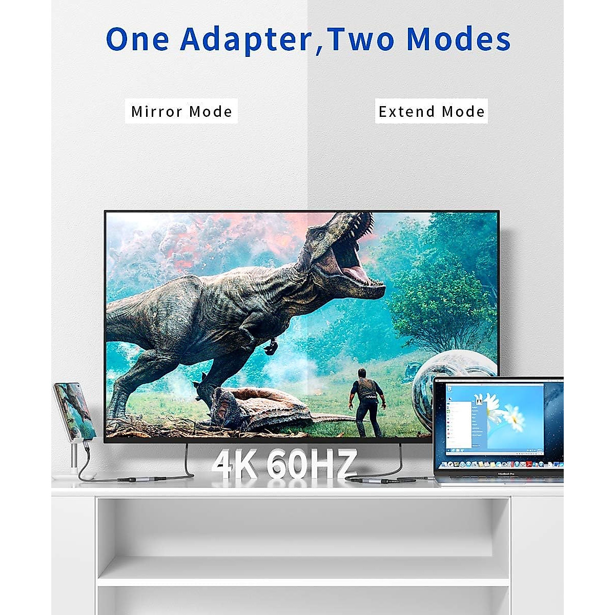 JSAUX USB Type C to Mini DisplayPort Adapter 4K@60Hz, C to Mini Display Port Dongle Cable, Compatible with MacBook Pro 2019 2018, Dell XPS, Samsung Galaxy S21 S20 Plus-Grey