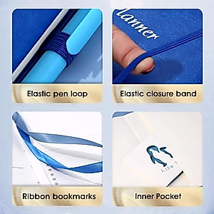 CAGIE Undated Planner Weekly and Monthly Planner with Inner Pocket Leather Organization To Do Notebook for Time Management Schedule 12 Months 54 Weeks, 5.7" x 8.3", Royal Blue