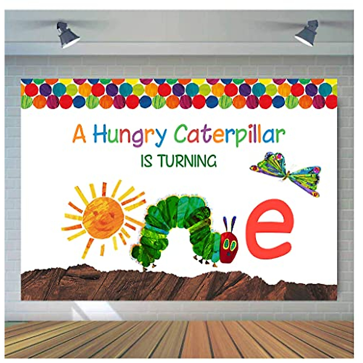 A Hungry Caterpillar is Turning One Birthday Backdrop Photocall Cartoon Caterpillar 1St Birthday Party Background Butterfly 5X3Ft Vinyl