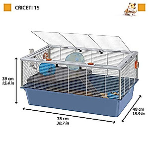 Ferplast Hamster Cage Mouse Cage Small Animal Cage CRICETI 15 Two-Storey, Accessories Included, 78 x 48 x 39 cm