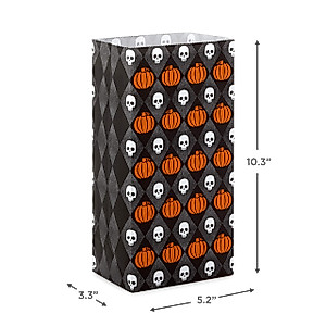 Hallmark Halloween Party Favor and Wrapped Treat Bags (30 Ct, Skulls, Pumpkins, Ghosts) Bundle, Black, Orange, White