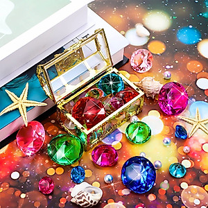 Skylety 24 Pcs Pool Toys for Kids Large Colorful Diving Gems Diamond with 2 Treasure Pirate Chest Mermaid Pool Toys for 8-12 Age Underwater Gemstone Swimming Training Gift Water Games(Classic Style)