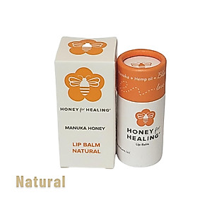 Honey for Healing Lip Balm Moisturizer with Manuka Honey 15+ UMF, Coconut Oil, and Castor Oil For Chapped, Cracked, Dry Lips | Protects, Smoothes, and Nourishes your Lips | 0.25 oz / 7 gr. (Natural)
