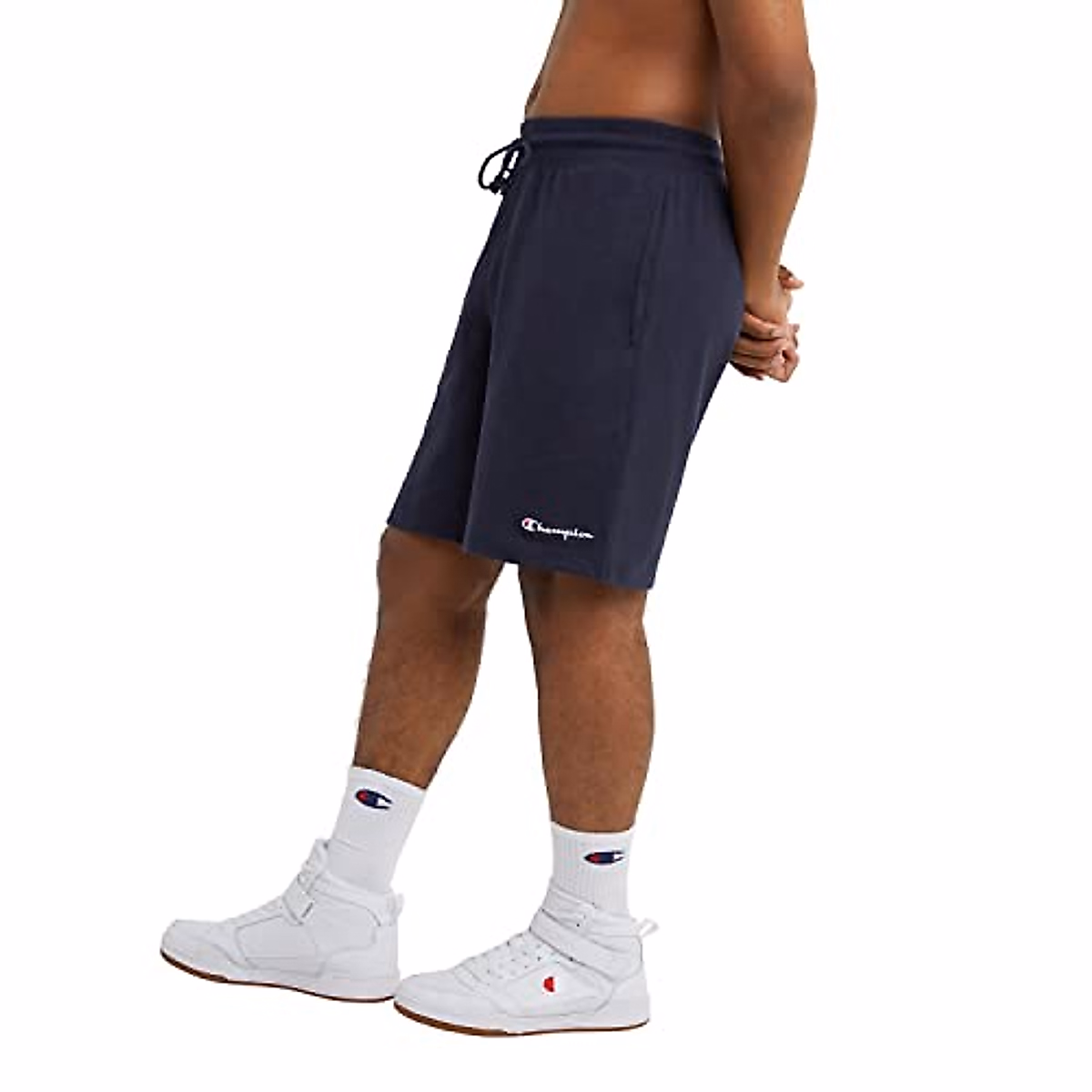 Champion Men's Jersey Gym, 100% Cotton Athletic, Sports Shorts, 7" & 9", Navy Script & Taglet, X-Large