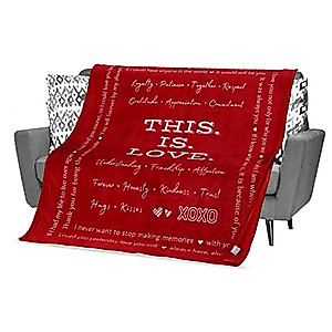 FILO ESTILO Love Throw Blanket, Love Gifts for Her, Wife, Fiance, Girlfriend, Partner, Romantic Gifts for Her for Birthday, Anniversary, Wedding, Engagement, Honeymoon, 60x50inches (Red)