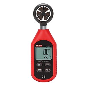 UNI-T UT363 Handheld Anemometer Wind Speed Meter Wind Chill Air Temperature Gauge -14°F to 122°F (-10°C to 50°C) with LCD Backlit Max/Avg Data Hold