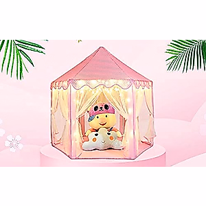 BIG BADA BOOM Princess Play Tent for Girls – Large 55” x 53”, Durable 230T Princess Castle with Replacement Poles + Bonus LED 20 Star String Light – Playhouses for Kids Indoor 3 Year Old Girl Toys