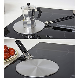 9.45inch Heat Diffuser Stainless Steel Induction Diffuser Plate with Foldable PP Handle, Induction Adapter Diffuser Converter Hob Simmer Ring Plate for Electric Gas Stove Glass Induction Cooktop