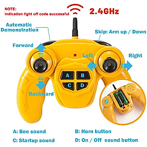 HYG Toys RC Dump Truck 1：22 Scale Remote Control Construction Vehicle Toys for 4 5 6 7 8-Year-Old Kids Toddlers Boys Girls, 4 Wheel Driver Truck Toys with Rechargeable Battery