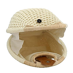 Puedo Women Shell Shape Straw Bag Rattan Woven Beach Handbags Summer Straw Tote Bag (White)