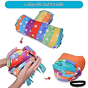 Guinea Pig Tunnel-HOMEYA Guinea Pig Hideout,Collapsible 3 Way Hamster Play Tubes with Fleece Forest Curtain,Small Animal Pet Toys and Cage Accessories for Rabbit Bunny Ferret Rat Hedgehog