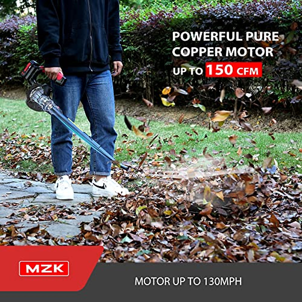 MZK Cordless Leaf Blower,20V Battery Powered Leaf Blower for Lawn Care, Electric Lightweight Mini Leaf Blower(Battery & Charger Included)