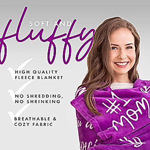 EasyFluffy Mom Gifts from Daughter, Gifts for Mom, Mom Gifts, Best Mom Ever Gifts, Mom Birthday Gifts, I Love You Mom Blanket, Happy Birthday Mom, 50" × 60" (Purple)