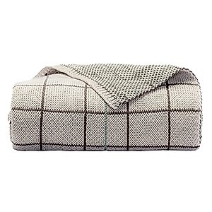 Cariloha Bamboo-Viscose Knit Throw Blanket - Lightweight Summer Throw Blanket for Home - Plaid Harbor Grey