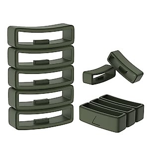 ISABAKE Replacement Fastener Rings Compatible with Forerunner 735XT/Forerunner 235/230/620/630 Band (Pack of 10) Silicone Connector Security Loop for Approach S20 S5 S6 Wristband,Black (Army Green)
