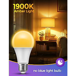 Amber Light Bulbs, 1900K Led Amber Light Bulbs for Sleep Therapy, 2 Pack Dim Light Bulbs, E26 Warm Light Bulb, A19 Blue Light Blocking Sleep Light Bulb for Bedrooms, Kids Room,Nursery Room