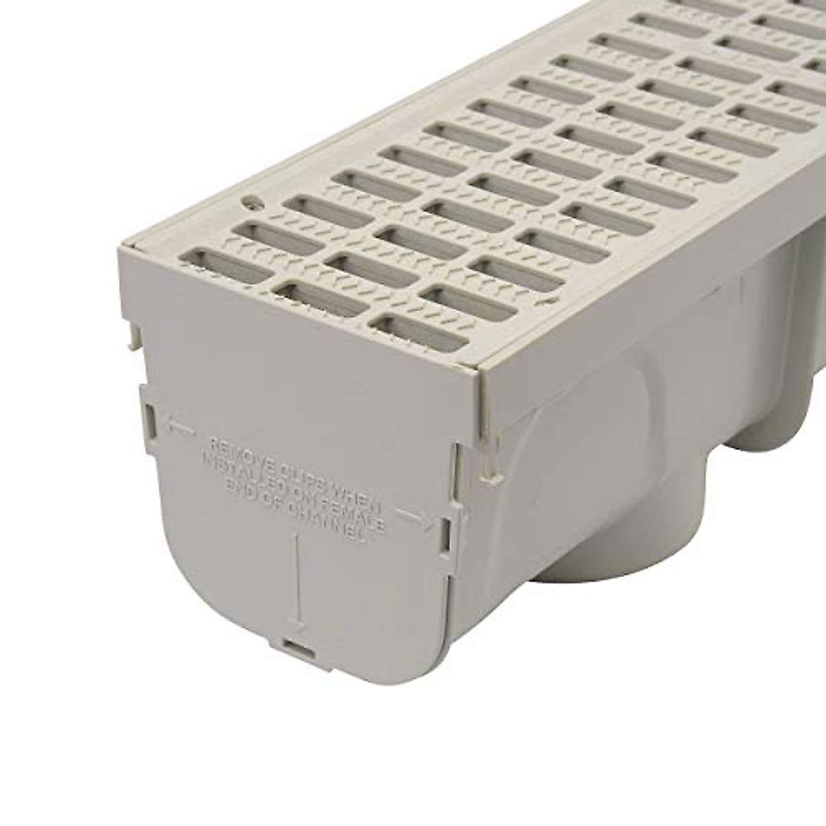 NDS 5 in. Pro Series Drain Kit, 5-1/2 in. X 39-3/8 in. Deep Profile Channel, End Caps/Outlet, Gray Plastic Grates